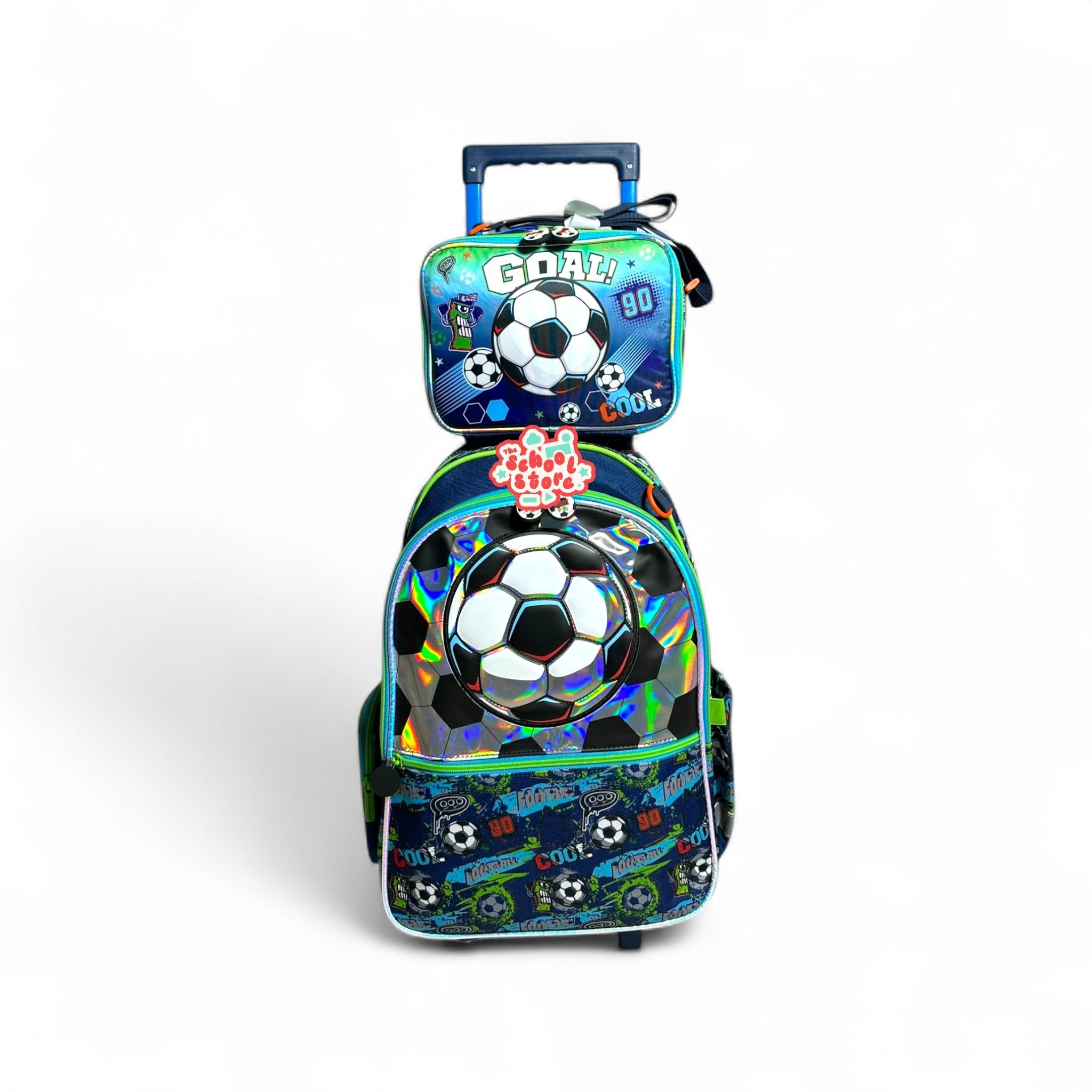 17 Inch 2 Piece Football Trolley School Bag By Vest for Grade 1 Till G ...